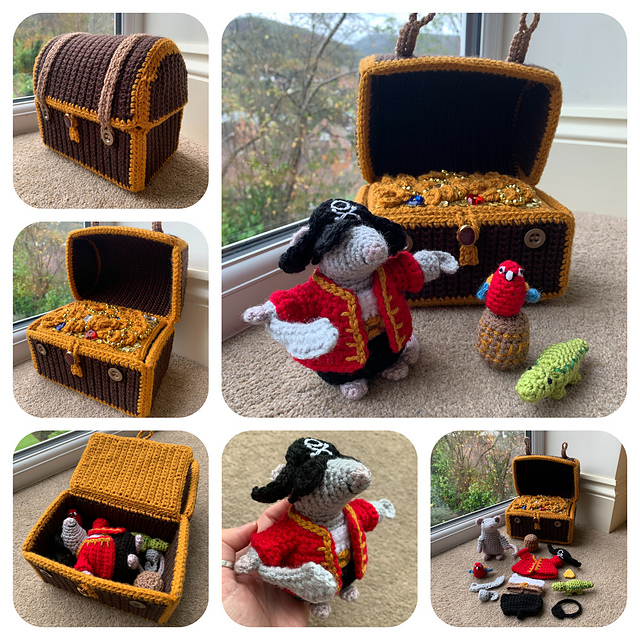Ravelry: Pirate Mouse in a Treasure Chest pattern by Laura Sutcliffe