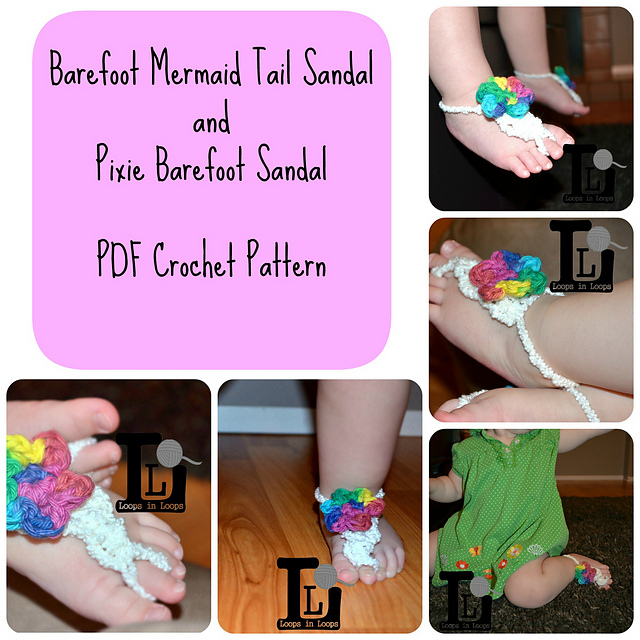 Ravelry: Loops Barefoot Mermaid Tail and Pixie Sandals Shoe Size 00-8 ...