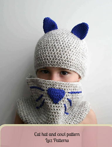 Ravelry: Baby Kids Cat Hat and Cowl 180 pattern by Luz Mendoza