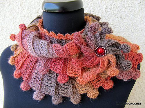 Ravelry: Multicolor Scarf "Fantasy" With Flower Tutorial pattern by ...