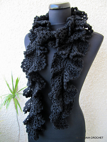 Ravelry: LyubavaCrochet's Black Ruffle Lace Scarf