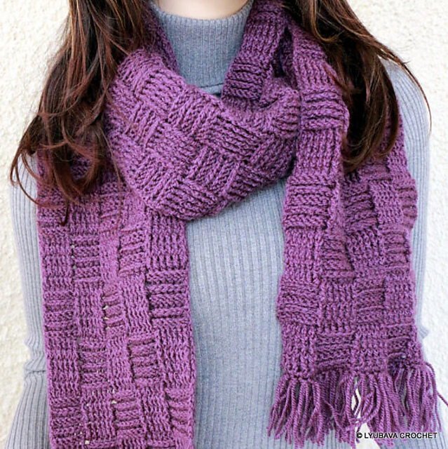 Ravelry: LyubavaCrochet's Purple Crochet Checkered Scarf With Pocket