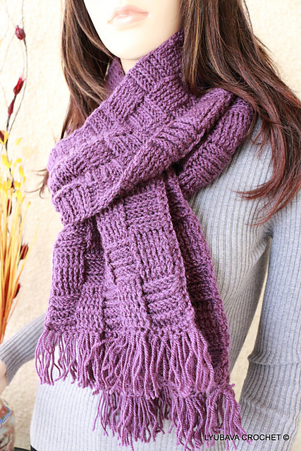 Ravelry: LyubavaCrochet's Purple Crochet Checkered Scarf With Pocket