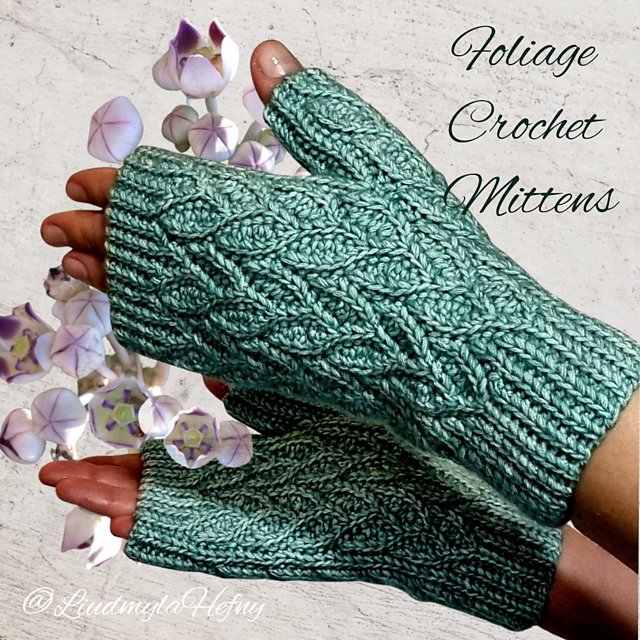 Ravelry: Foliage crochet mittens pattern by Lyudmila Hefny