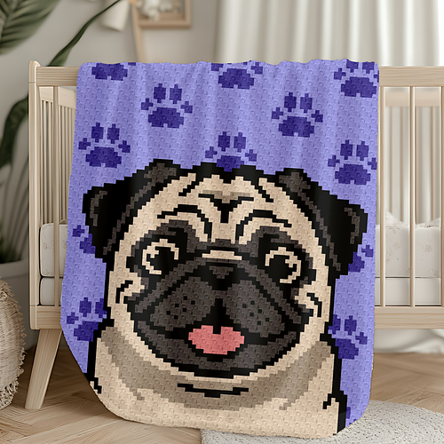 Ravelry: C2C Pug & Paws Print pattern by Ari Wimsett