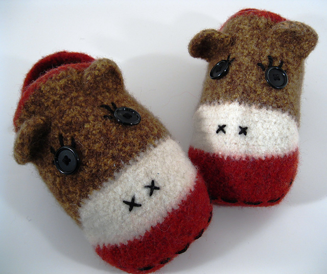 Ravelry: Crocheted Felted Sock Monkey Slippers pattern by Maria Lee