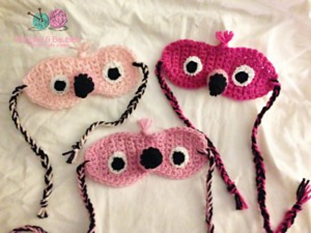 Ravelry: Flamingo Sleep Masks pattern by Vanessa @ bobblesandbaubles.com