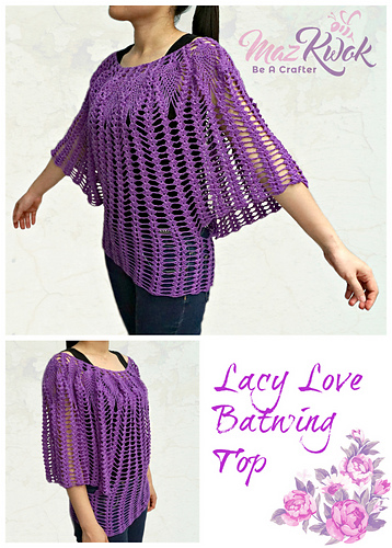 Ravelry: Lacy Love Batwing Top pattern by Maz Kwok