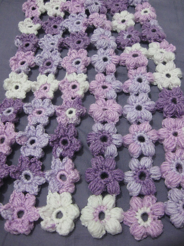 Ravelry: Puff Flower Scarf pattern by Meladoras Creations