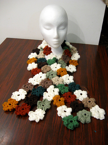 Ravelry: Puff Flower Scarf pattern by Meladoras Creations