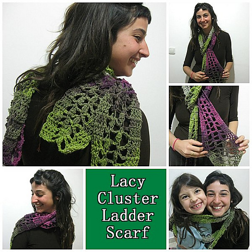 Ravelry: Lacy Cluster Ladder Scarf pattern by Meladoras Creations