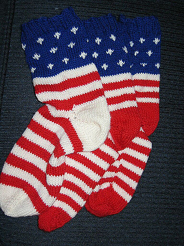Ravelry: American Flag socks pattern by Hélène Rush