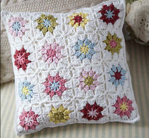 Ravelry: Reversible Flower Cushion pattern by Ruby & Custard