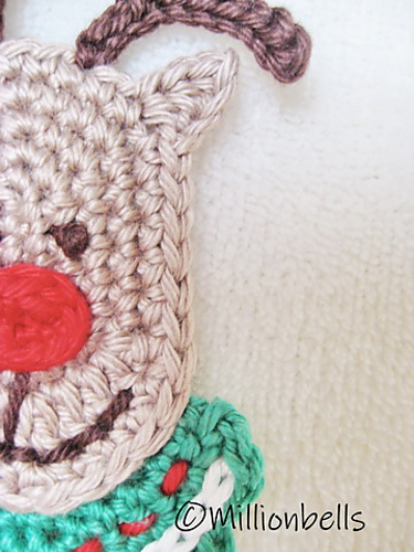 Ravelry: Reindeer Head Christmas Applique pattern by Millionbells