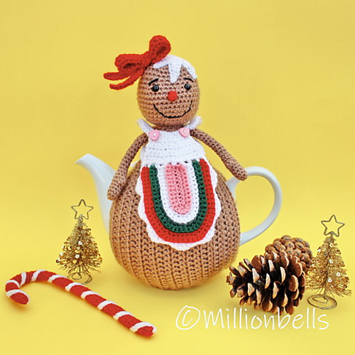 Ravelry: Miss Gingerbread Tea Cosy Christmas pattern by Millionbells