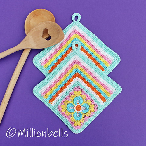 Ravelry: Sweet Bakery Potholders Mitered Granny Square pattern by ...