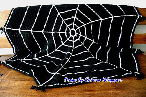 Ravelry: Halloween Spider Web Crochet blanket, throw pattern by MingazovArt
