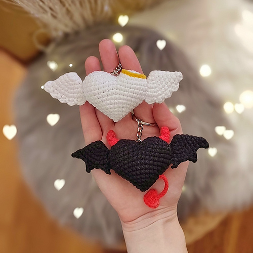 Ravelry: Heart Keychains Devil Angel pattern by Hanna Sorokous