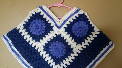 Ravelry: Toddler Popcorn Flower Poncho pattern by Morgan Rael
