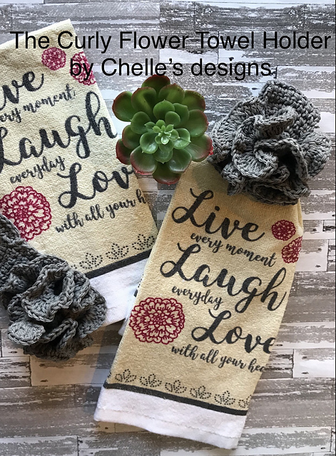 Ravelry: The Curly Flower Towel Holder pattern by Michelle Raynor