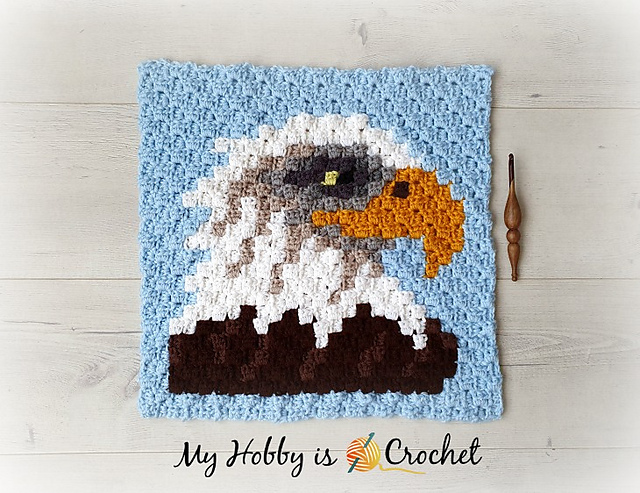 Ravelry: Bald Eagle C2C Square pattern by Kinga Erdem