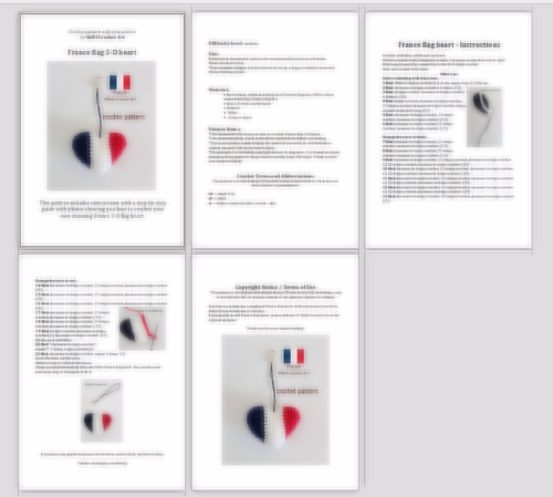 Ravelry: France flag 3-D heart. keychain pattern by Nadi Steiner