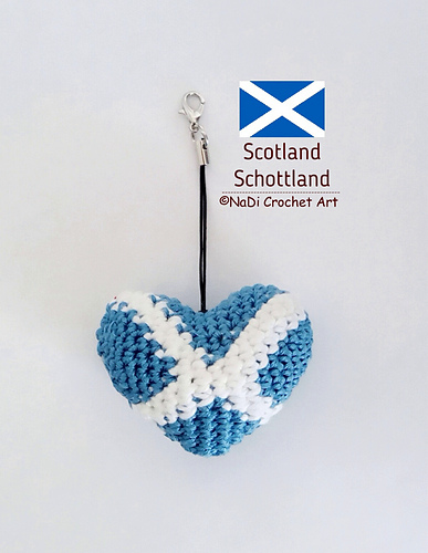 Ravelry: Scotland flag 3D heart. keychain pattern by Nadi Steiner
