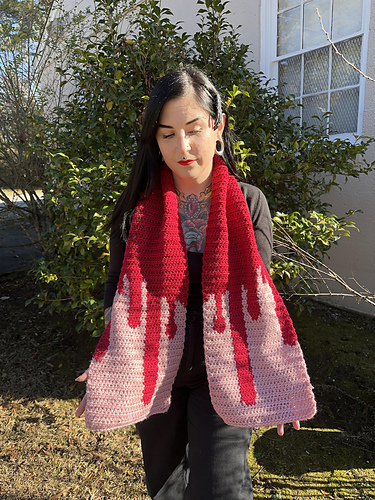 Ravelry: Blood Drip Scarf pattern by Nessas Knots