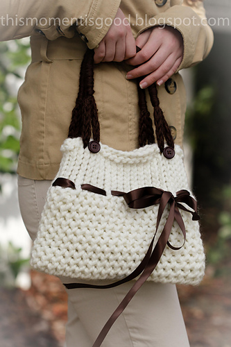 Ravelry: Handbag With Ribbon Trim pattern by Nicole F. Cox