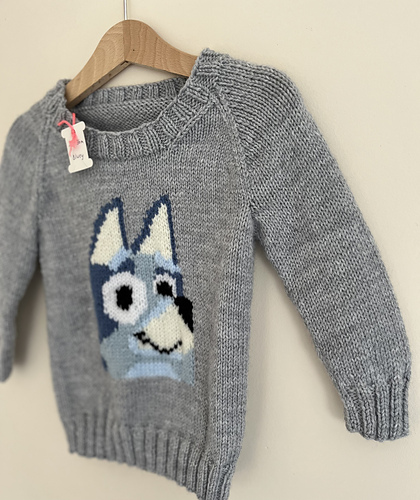 Ravelry: Bluey Toddler Jumper pattern by Not Just Nana’s Knit