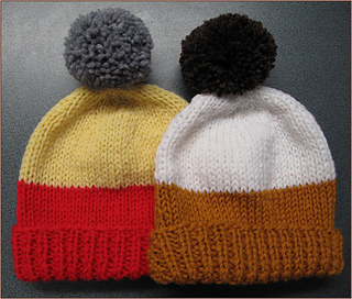 Ravelry: Pom Pom Colour Block Hat pattern by Not putting up shelves