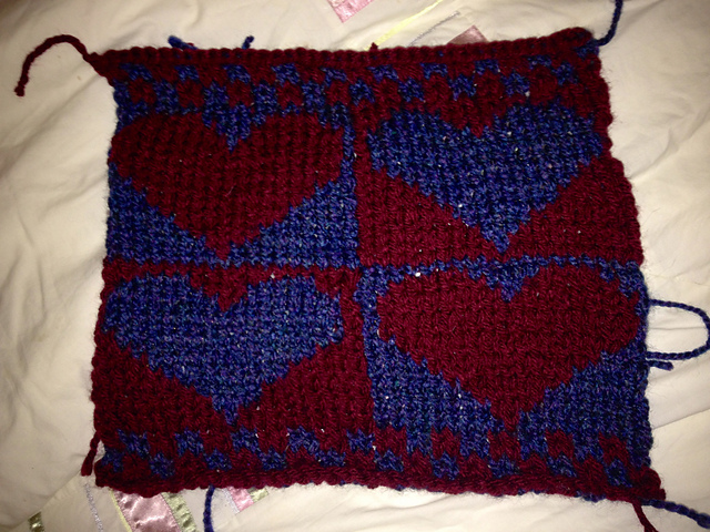 Ravelry: 4 Heart Square pattern by Wren Livingston