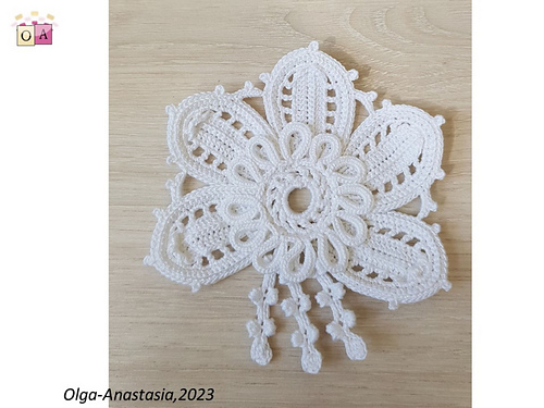 Ravelry: Double layer flower with tassels crochet pattern by Olga ...