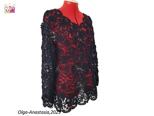 Ravelry: Lace black crochet pullover pattern by Olga Starostina