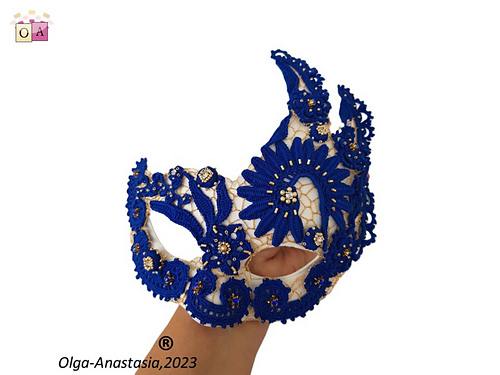 Ravelry: Carnival lace blue crochet mask 2. pattern by Olga Starostina