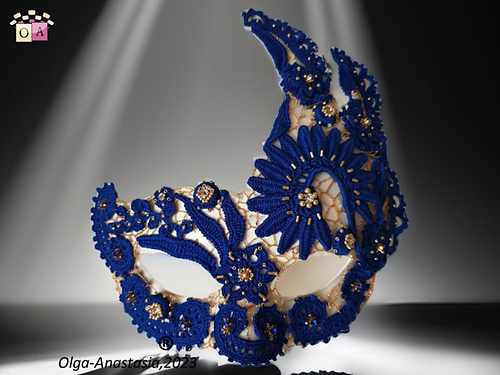 Ravelry: Carnival lace blue crochet mask 2. pattern by Olga Starostina