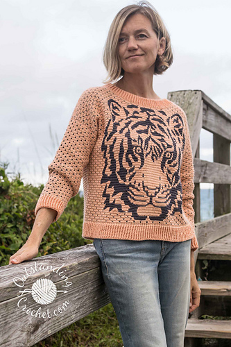Ravelry: Tiger Mosaic Sweater pattern by Natalia Kononova