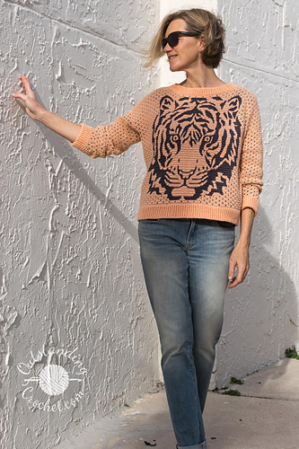 Ravelry: Tiger Mosaic Sweater pattern by Natalia Kononova