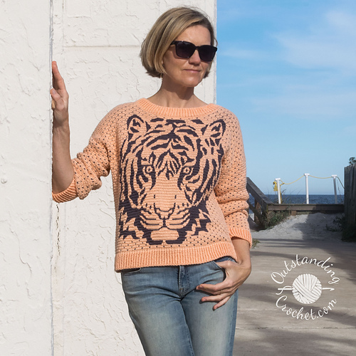 Ravelry: Tiger Mosaic Sweater pattern by Natalia Kononova