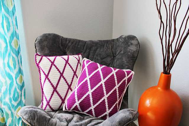 Ravelry: Diamond-Criss Cross Pillow pattern by Anna Burton Designs