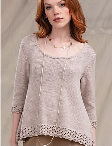 Ravelry: LACE TRIM SWING PULLOVER pattern by Patty Lyons