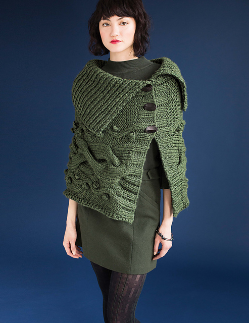 Ravelry: #04 Chunky Cabled Cape pattern by Jan Hurwitz