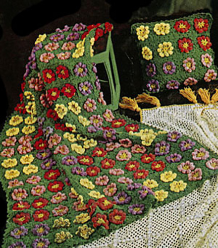 Ravelry: Flower Garden Afghan and Pillow pattern by American Thread Company