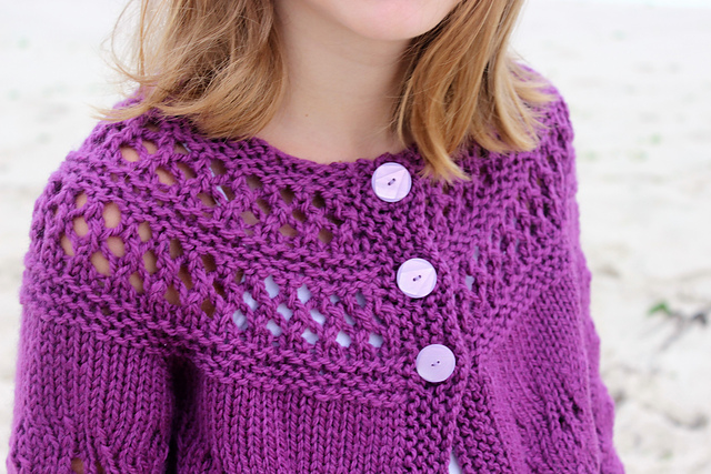 Ravelry: 3080 Girl's Lace Yoke Cardigan pattern by Jennifer Owens
