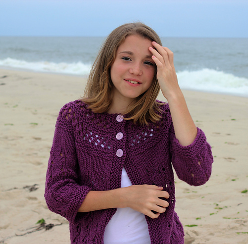 Ravelry: 3080 Girl's Lace Yoke Cardigan pattern by Jennifer Owens