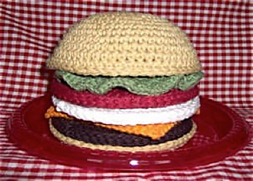 Ravelry: Cheeseburger Coaster Set pattern by Priscilla Hewitt