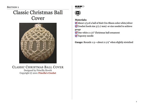 Ravelry: 7 Christmas Ball Covers pattern by Priscilla Hewitt