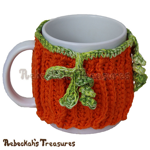 Ravelry: Thick Harvest Pumpkin Mug Cozy pattern by Rebeckah Ferger