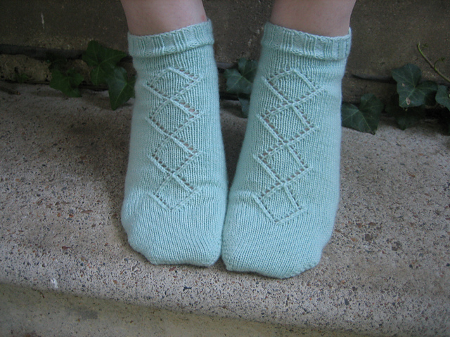 Ravelry: Diamond Lace Socklets pattern by Liz G