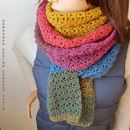 Ravelry: Rustic Rainbow Scarf pattern by Rhondda Mol (Oombawka Design)
